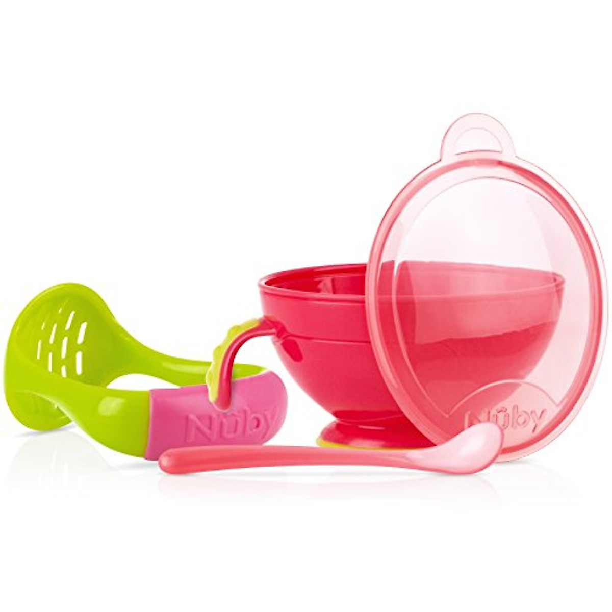 Nuby Garden Fresh Mash N' Feed Bowl with Spoon and Food Masher, Colors May Vary