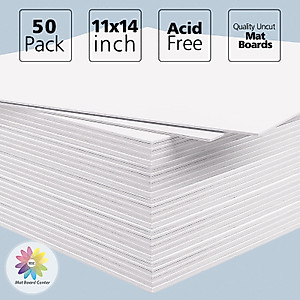 Mat Board Center, Pack of 50 11x14 White Uncut Mat Boards Backing Boards, 4-Ply Thickness, Great for Pictures, Frames, Crafts, Prints