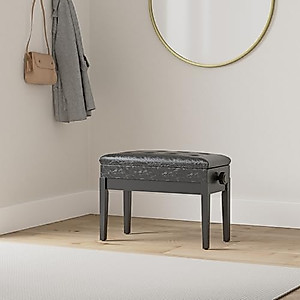Bonnlo Adjustable Duet Piano Bench with Storage Black Faux Leather Piano Stool Deluxe Padded Seat with 2” Thick Cushion
