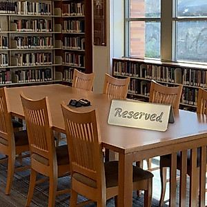 2 Pack Small Reserved Table Signs for Restaurants,Dinner Parties,Banquets,Events,Stainless Steel Table Tent Place Signs,10 Year’s Use,Etched Design,Double Sided View,4.7x1.9 In,(Vintage Red)