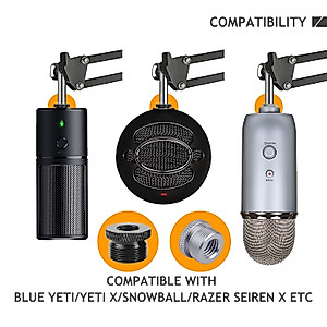 4 Pack Screw Thread Adapter, 5/8" Male to 3/8" Female Mic Screw for Blue Yeti/Blue Snowball/Blue Yeti X Microphone Stand Mount by Frgyee (Black & Silver)