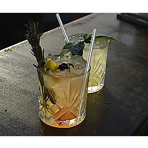 Cocktail Straws Short Small Mini Straw Reusable Metal Stainless Steel Bar Drinking Straws Set with Cleaner Brush for Cocktails Rock Gin Glass Coffee Wine Mason Jar Tumblers Fruit Juice, Silver 8 Pcs