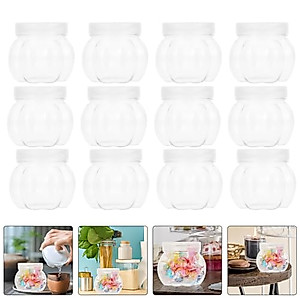 Mini Halloween Candy Jar Plastic Halloween Candy Jars with Lids 20PCS Pumpkin Shaped Clear Cookie Jar Container Storage Jars for Coffee Bean Nut Spices Canister Party Sweet