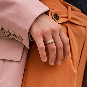 espere Pave Dome Ring | Pavé Zirconia Thin Dôme Ring | Gold Dome Band Ring | Pave Chunky Statement Ring [Size 7]