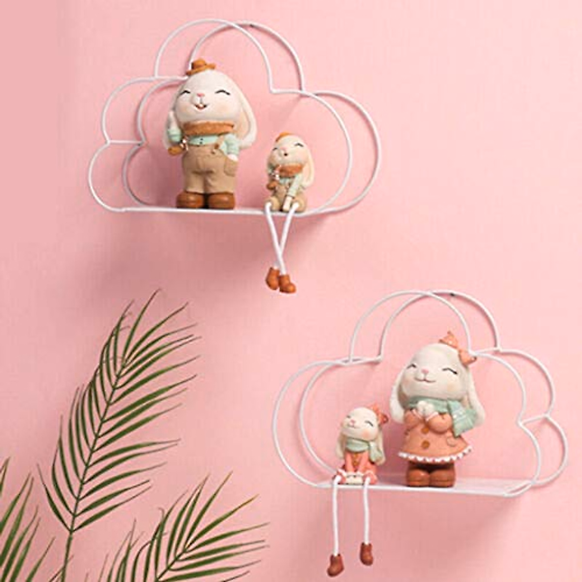 Shmei Cloud Shape Wrought Iron Wall Shelf,Wall-Mounted Display Storage Shelf Home Organizer Holder Rack Home Decor (Gold)