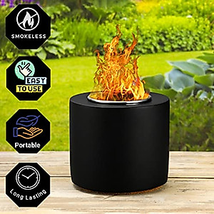 Tabletop fire Pit | Smores Maker Mini Indoor Fire Pit- Portable Table Top Fire Pit Bowl with Roasting Forks and Cork Pad -Tabletop Mini Indoor Fireplace -Small Fire Pit (Black)