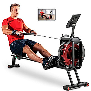 ETONSUNNY Water Rowing Machine with Bluetooth, 330Lbs Weight Capacity Vertical Tank Rowing Machines for Home Use Water Rower with Digital Monitor Tablet Holder (ET707)
