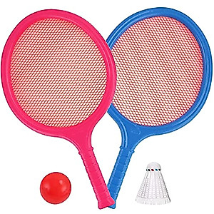 Badminton Racket Set for Kids, Toddlers with 2 Paddles, Ball and Birdie - Junior Kindergarten Student Outdoor Sports Tennis Racquet Play Game Beach Toys
