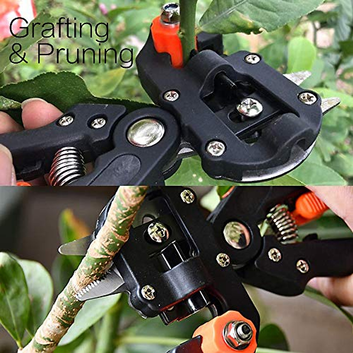 FUNTECK 2-in-1 Grafting Tools Pruner Kit, V-Graft Omega-Graft and U-Graft, Perfect for Fruit Tree Grafting, Including Grafting Tapes, Grafting Knife & Replacement Blades