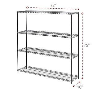 Alera ALESW207218BA BA Plus 72 in. x 18 in. x 72 in. 4-Shelf Wire Shelving Kit - Black Anthracite Plus