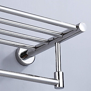 GLJ Floating Shelves Stainless Steel Drain Storage Rack, Bathroom Shower Shelf, Wall-Mounted Kitchen Spice Rack, with Towel Bar