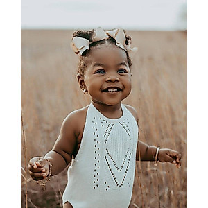 Bailey's Blossoms Trendy Drake Crochet Halter Romper Snap Closure Gardenia 0-3 Months