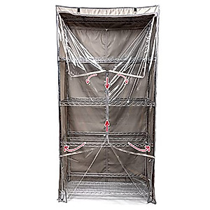 YLOVAN Storage Shelf Cover Wire Rack Shelving Dust Protective, Fits Racks 36''Wx19''Dx72''H One Side See Through Panel (Cover only)