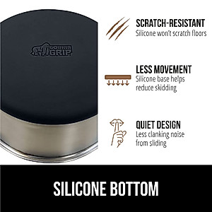 GORILLA GRIP Set of 2 Dog Bowls, Holds 8 Cups (64 fl oz), Heavy Duty Metal Food and Water Bowl for Feeding Dogs and Cats, Dishwasher Safe, Rust Resistant Stainless Steel, BPA Free Rubber Base, Black