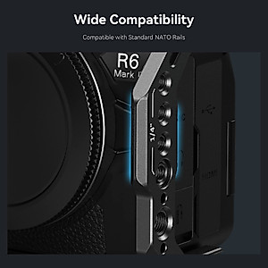 SmallRig Snap-On NATO Side Handle, Quick Lock Design, Up/Down Adjustable, Built-in Cold Shoe Mount, 1/4''-20 Thread Hole, Wrist Strap Hole - 4017