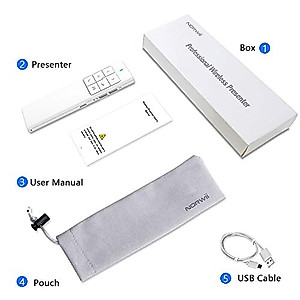 NORWII N99 Wireless Presenter Mouse Pointer, 2.4GHz Presentation Clicker Rechargeable PPT PowerPoint Clicker for Powerpoint Presentation Remote Slide Advancer, Support Hyperlink/Volume/Pause/Mac