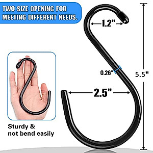 12 Pack Heavy Duty Large S Hooks, Rust-Free 5-1/2 inch S Hooks Hanger, Non Slip All-Purpose S Hook