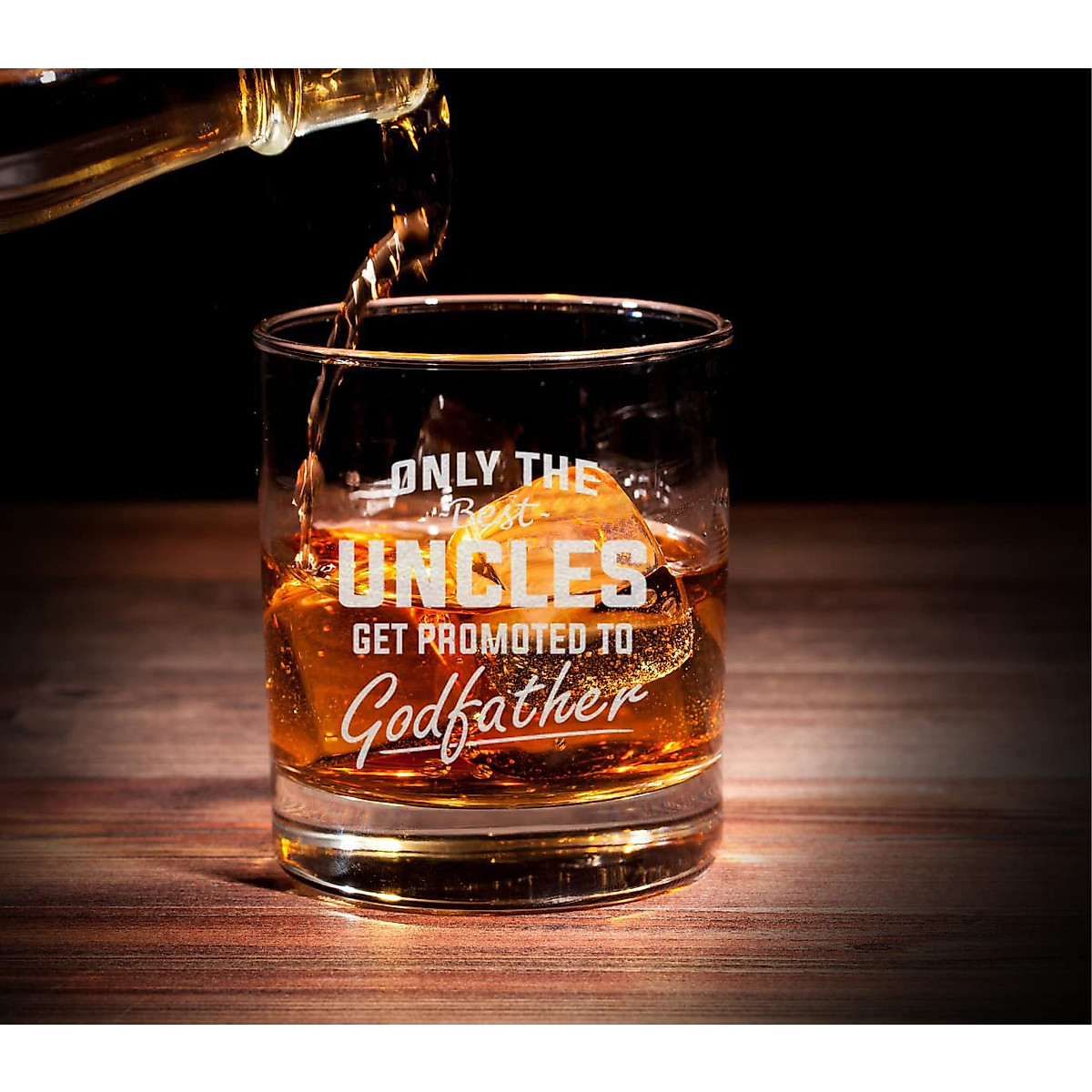Only The Best Uncles get Promoted to Godfather Engraved Whiskey Glass Pregnancy Announcement Gift for Brothers Uncles