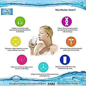 EHM Ultra Premium Alkaline water Filter Pitcher - 3.8L, Activated Carbon Filter- BPA Free, Healthy, Clean, & Toxin-Free Mineralized Alkaline Water in Minutes- Up to 9.5 pH-2023 Model (Blue, 3 filters)