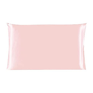 uxcell 100% Charmeuse Pure Silk Pillowcase Pillow Case Cover for Hair & Skin 350TC 19 Momme (1-Piece) Pink Travel(14x20inch)
