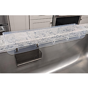 SiliSink XL Silicone Sink Edge Guard for Kitchen Sink - Fits 3.75” - 4” Wide - The Original Silicone Sink Edge Protector with Sponge Caddy - Splash Guard, 20” Clear Diamond