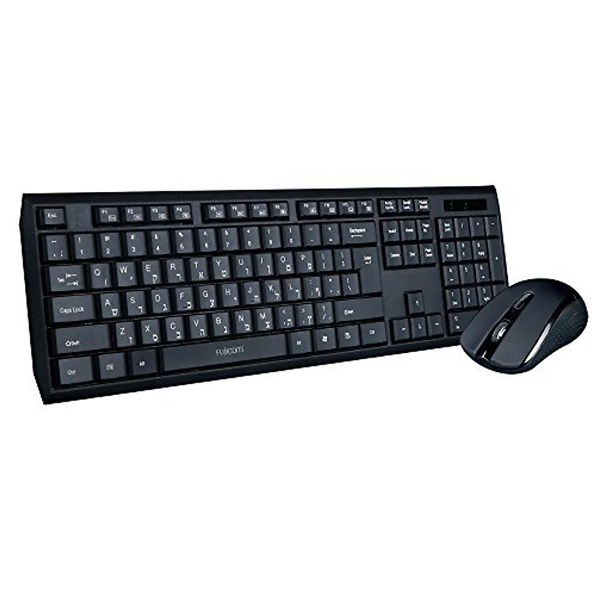Fujicom Hebrew Keyboard Wireless Mouse Combo Hebrew/English Alphabet Built-in LCD Status Dashboard Sleek Design Seamless Typing