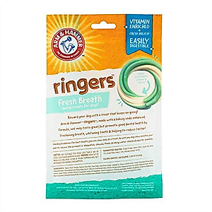 Arm & Hammer for Pets Ringers Dental Treats for Dogs | Dental Chews Fight Bad Dog Breath, Plaque & Tartar Without Brushing | Fresh Mint Flavor, 5 Count