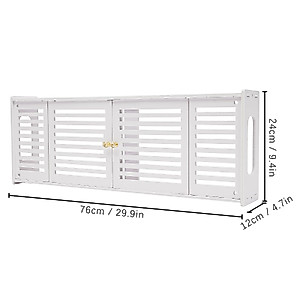 Leblett Wall Mount Router Storage Box,Rectangular White Floating Shelf,Organizer for Toys,Power Plug Storage Box,Multi-Function Storage Rack with Door