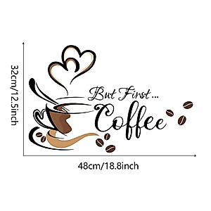 iMagitek Black Coffee Wall Decals Peel and Stick Coffee Tea Cup Latte Art Wall Stickers Coffee Signs for Coffee Bar Cafe Pub