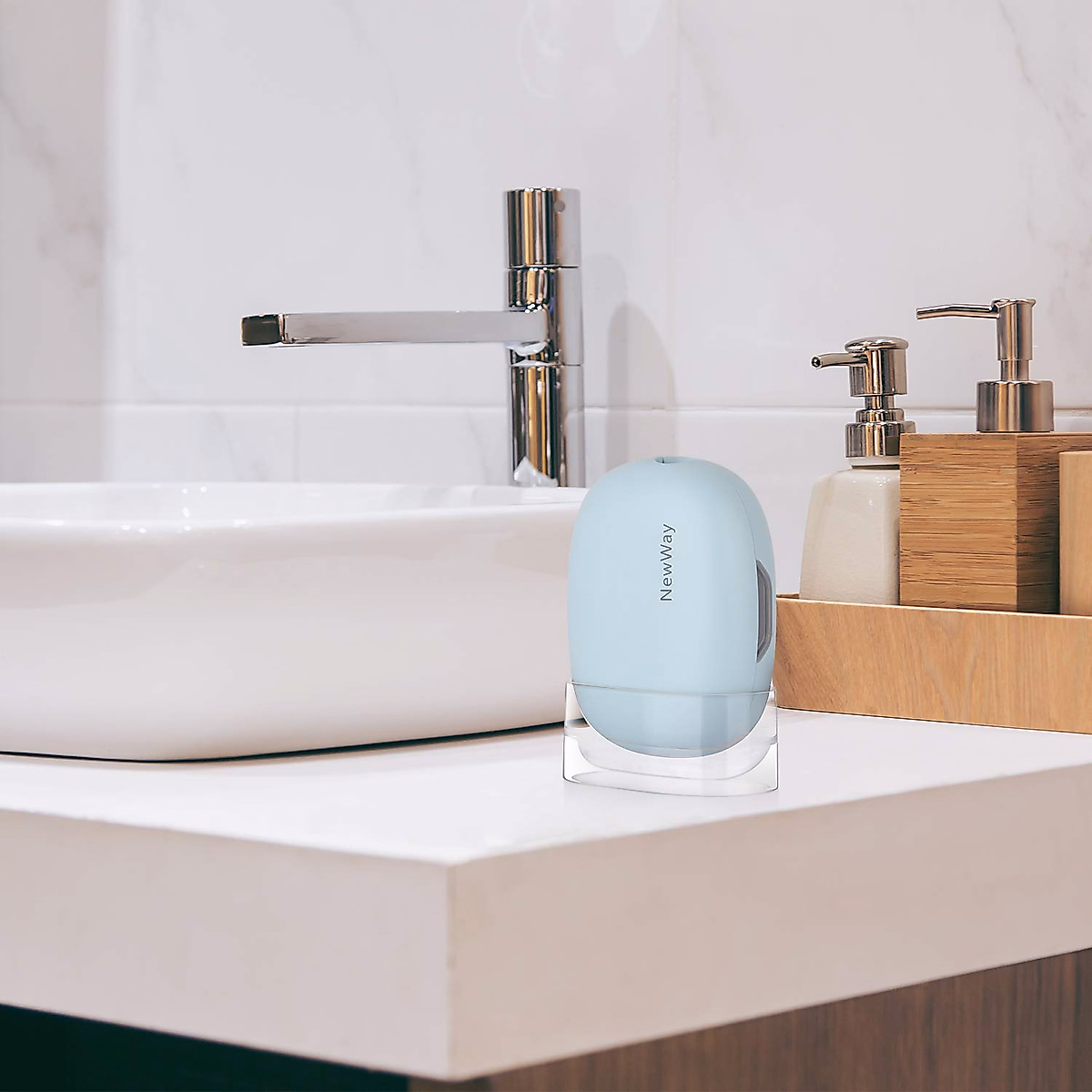 NewWay Mini Toothbrush Sterilizer Cover Rechargeable Travel Toothbrush Case with Holder for Houshold and Traving or Business Trip Blue