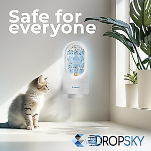 Dropsky Indoor Flying Insect Trap - Plug-in Bug Light Trap for Fruit Flies, Gnats and Houseflies - Odorless and Mess Free (2 Traps + 2 Glue Cards)