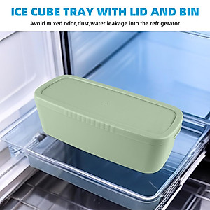 Tcamp Ice Cube Tray for Stanley Cup 30-40 oz Tumbler Cup Ice Mold, Silicone Ice Tray With Lid and Bin for Chilling Cocktails, Whiskey, Drinks, Coffee, Easy Fill and Release Ice Maker (Green)