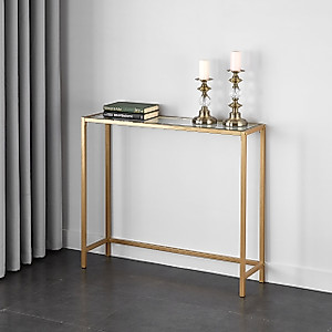 Urban Lifestyle Tempered Glass Console Table, Gold