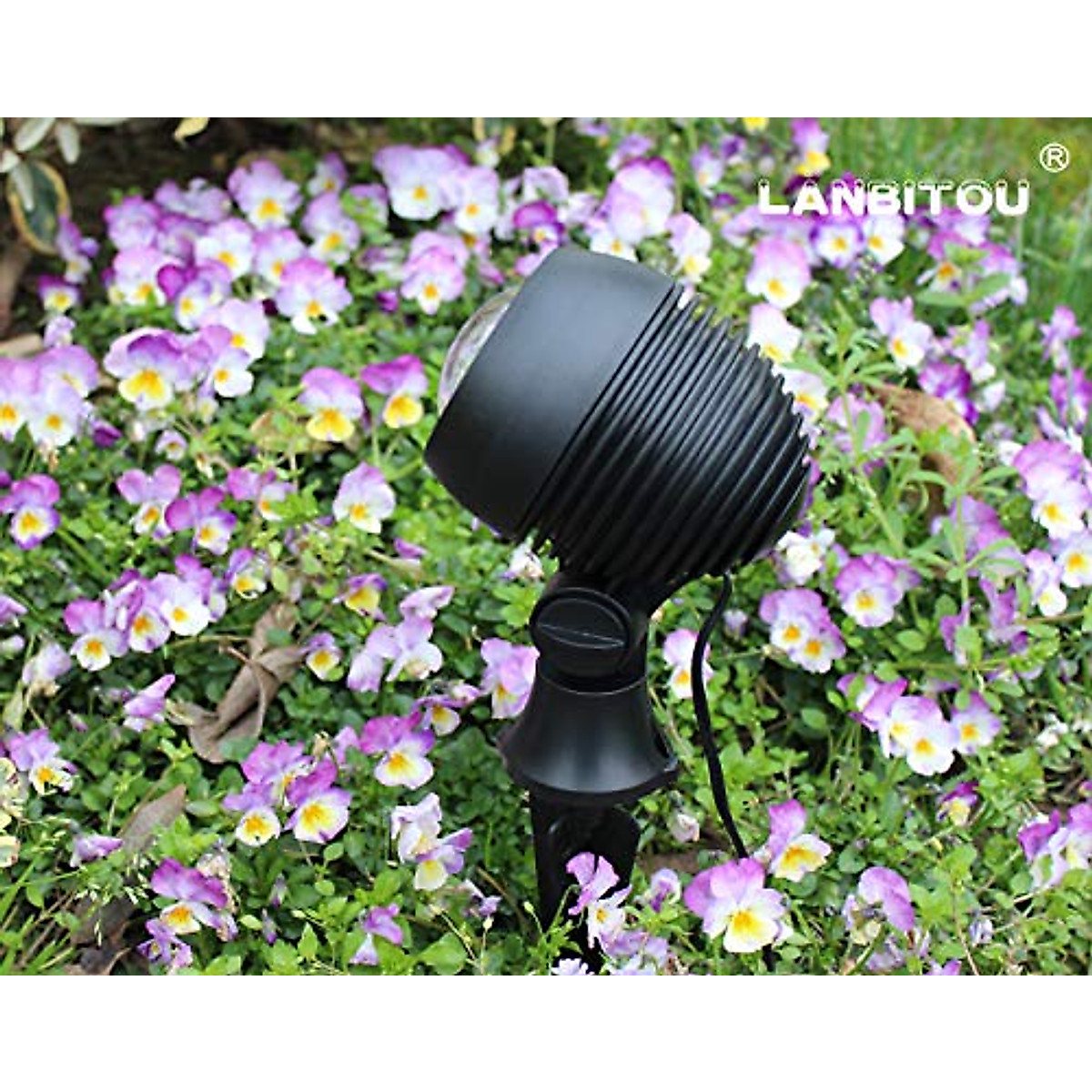 LANBITOU Solar Spotlights Outdoor,Waterproof Solar Landscape Spot Lighting for Flag Yard Wall Garden Pathway Trees Patio - White