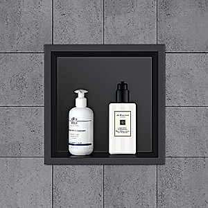 DecoMust 13.5“ X 13.5” (Inner size 12X12") Stainless Steel Shower Niche Modern and Elegant Design, Easy to Install, Perfect for Shampoo and Soap Storage (Matte Black)