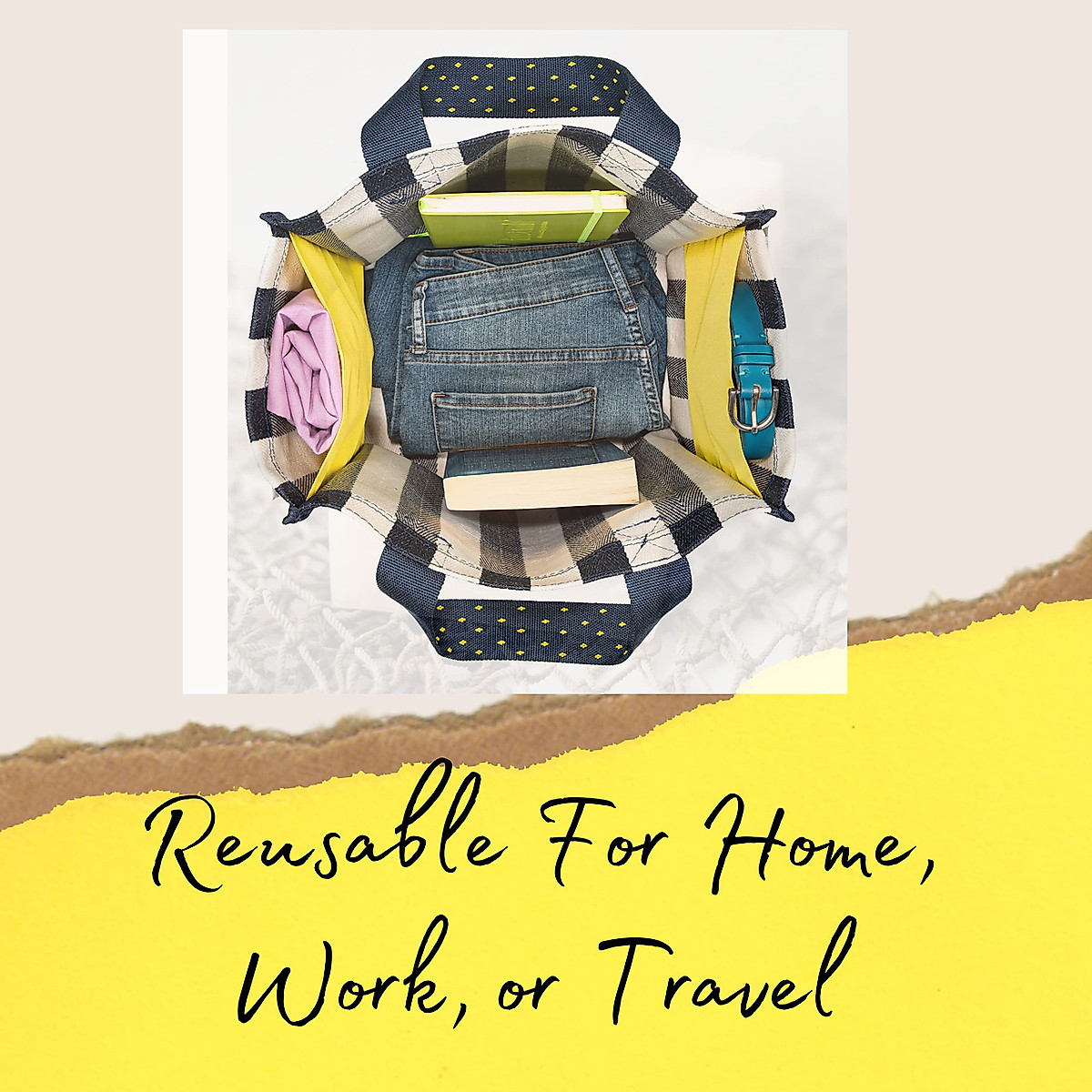 Aspenhagen Designs Heavy Duty Canvas Tote Bag w/Interior Coating for Easy Cleaning-Great Reusable Grocery Bag or Gift Bag