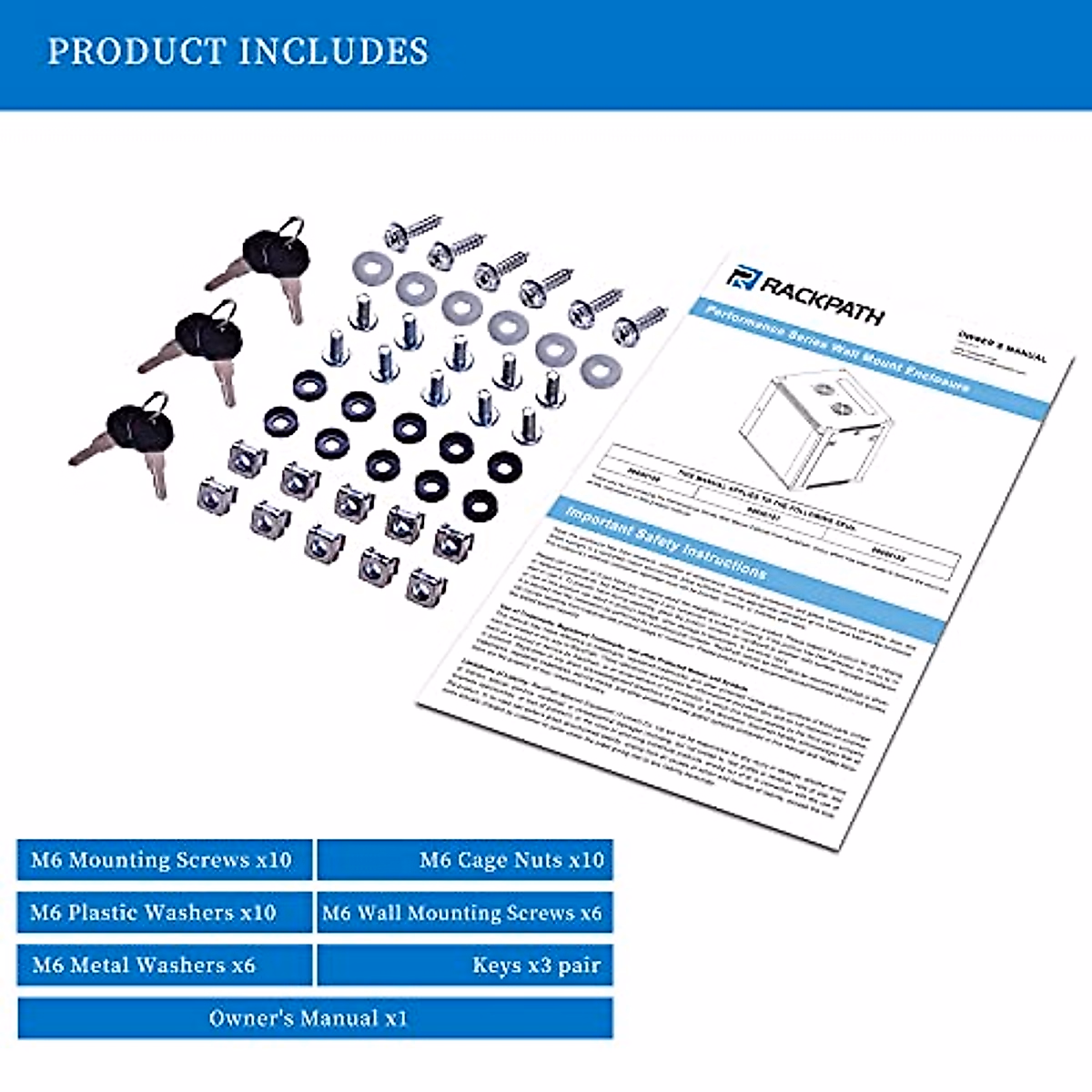 RackPath 6U Performance Wall Mount Server Cabinet Network Rack Enclosure, Quiet Cooling Fan, Locking Glass Door, Black