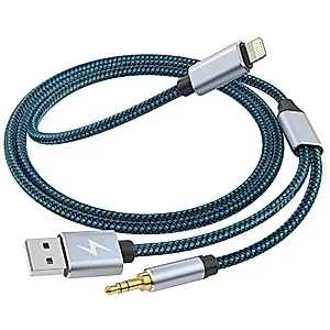 GobbaGoods Lightning to 3.5mm Aux Cord Audio Jack 2 in 1 Charging Audio Cable Works with Car Stereo Speaker Headphone Car Charger to 3.5mm Stereo Aux Cable Compatible with 13 Pro/12/11/X/8/7 3.3FT