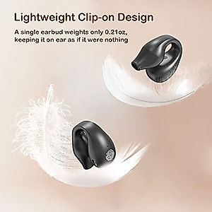 AHOKEGE Open Ear Clip-on Earbuds Wireless Bluetooth Headphones for Android iPhone, Earbud & in-Ear Headphones, Bluetooth 5.3 Earbuds for Workout/Running/Exercising, 2023 Upgraded (Black)