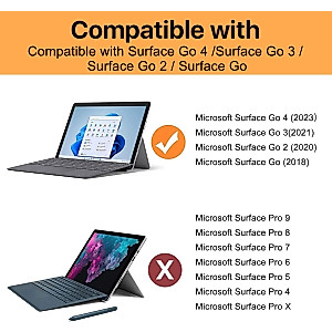 MoKo Case Fit Microsoft Surface Go 4 /Surface Go 3 / Surface Go 2 / Surface Go Case, All-in-One Protective Cover Case with Pen Holder Hand Strap, Compatible with Type Cover Keyboard, Black