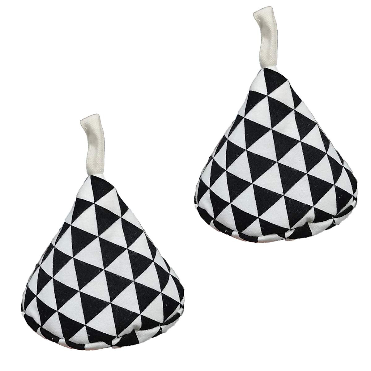 Mini Oven Mitts and Potholders -Hat Like Conical Oven Mitts and Pot Holders, Pinch Grips, Oven Glove, Pot Holders Cooking Gloves Oven Mitt Set for Cooking Baking Grilling (Black&Triangle)