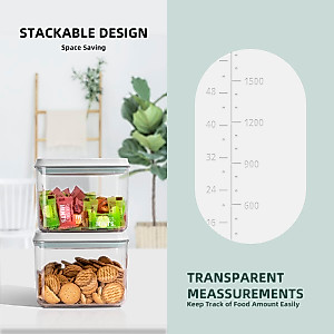 8-Piece Set of Pop Airtight Food Storage Containers with Lids Stackable Containers for Kitchen Pantry Organization Ideal for Cereal Snacks Flour Sugar Coffee and Spaghetti (1.2, 2.0, 2.7, 3.3qt)*2