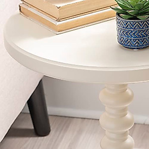 Powell White Tarkin Round Turned Spindle Pedestal Side Accent Table