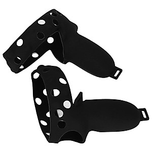Touch Controller Grip Cover for 2 Anti-Throw Handle Silicone Protective Sleeve with Adjustable Wrist Knuckle Strap(Black)