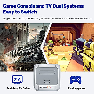 Kinhank Super Console X Pro with 60000+ Games,TV & Game System in 1 Mini Retro Game Consoles for 4K TV HD/AV Output,Compatible with 63+ Emulators,2 Wireless Game Controllers Included(256G)