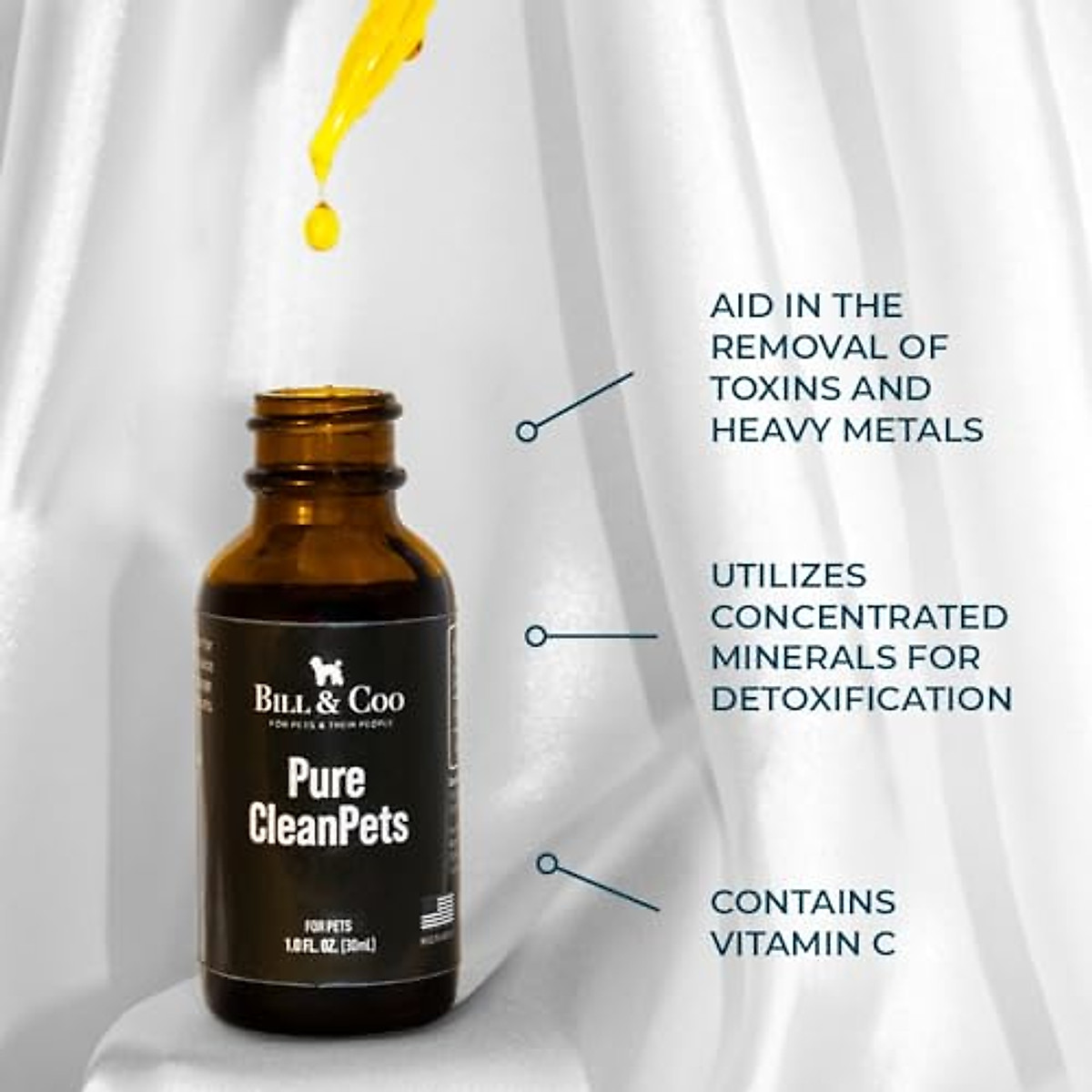 BILL & COO Pure Clean Pets Probiotics for Dogs, Inspired by CleanSlate, Immune Support Supplement Designed for Pets Environmental Toxins and Heavy Metals, Vitamin C Immunity Supplement for Pets 30ml