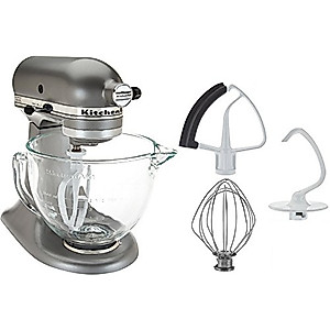 KitchenAid 5-Quart Tilt-Head Stand Mixer with Glass Bowl and Flex Edge Beater - Silver