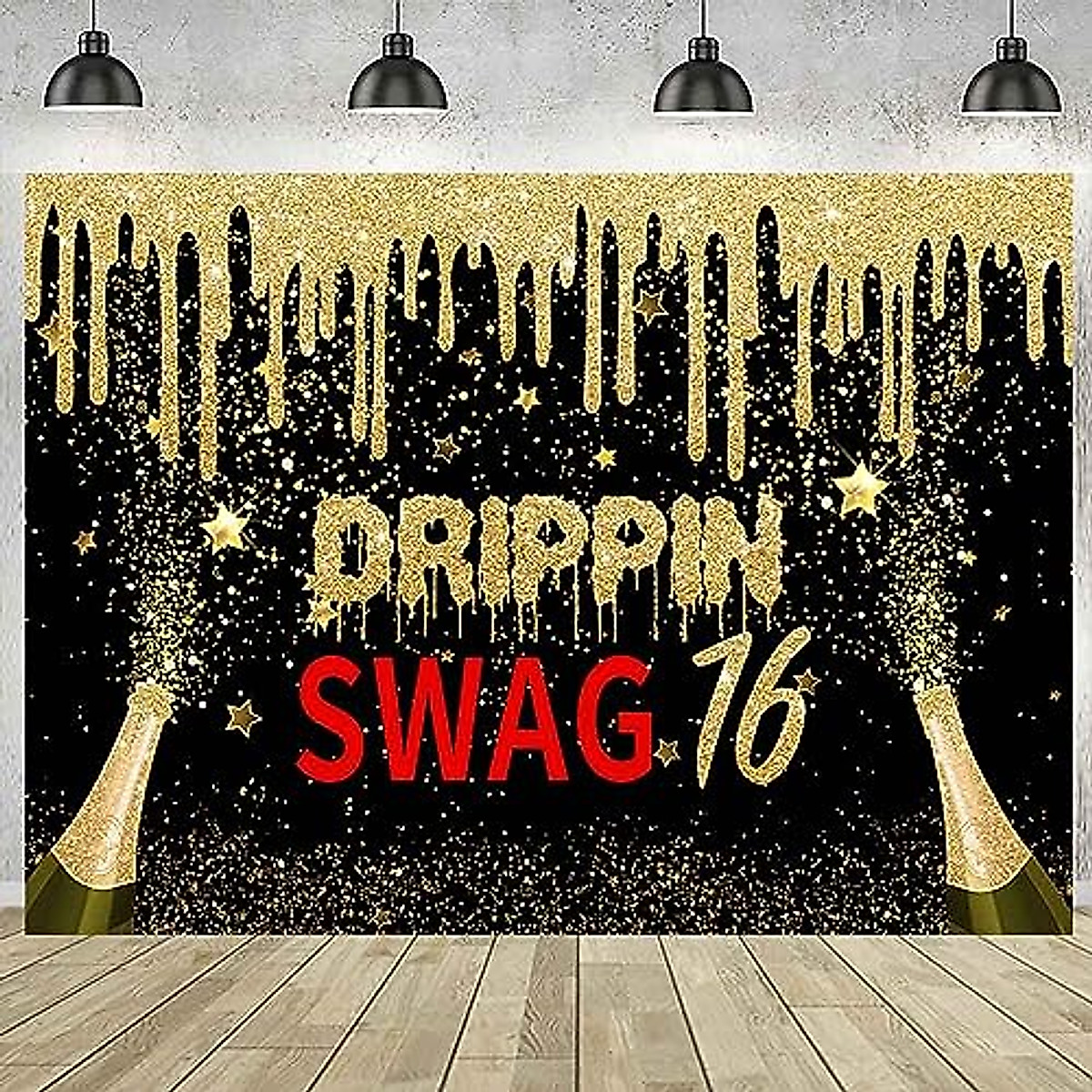 Sensfun Drippin Swag 16 Birthday Backdrop Boys Black Gold Hip Hop Happy 16th Birthday Party Decorations Photography Background Teenager Boy 16 Years Old Birthday Banner Supplies 7x5ft
