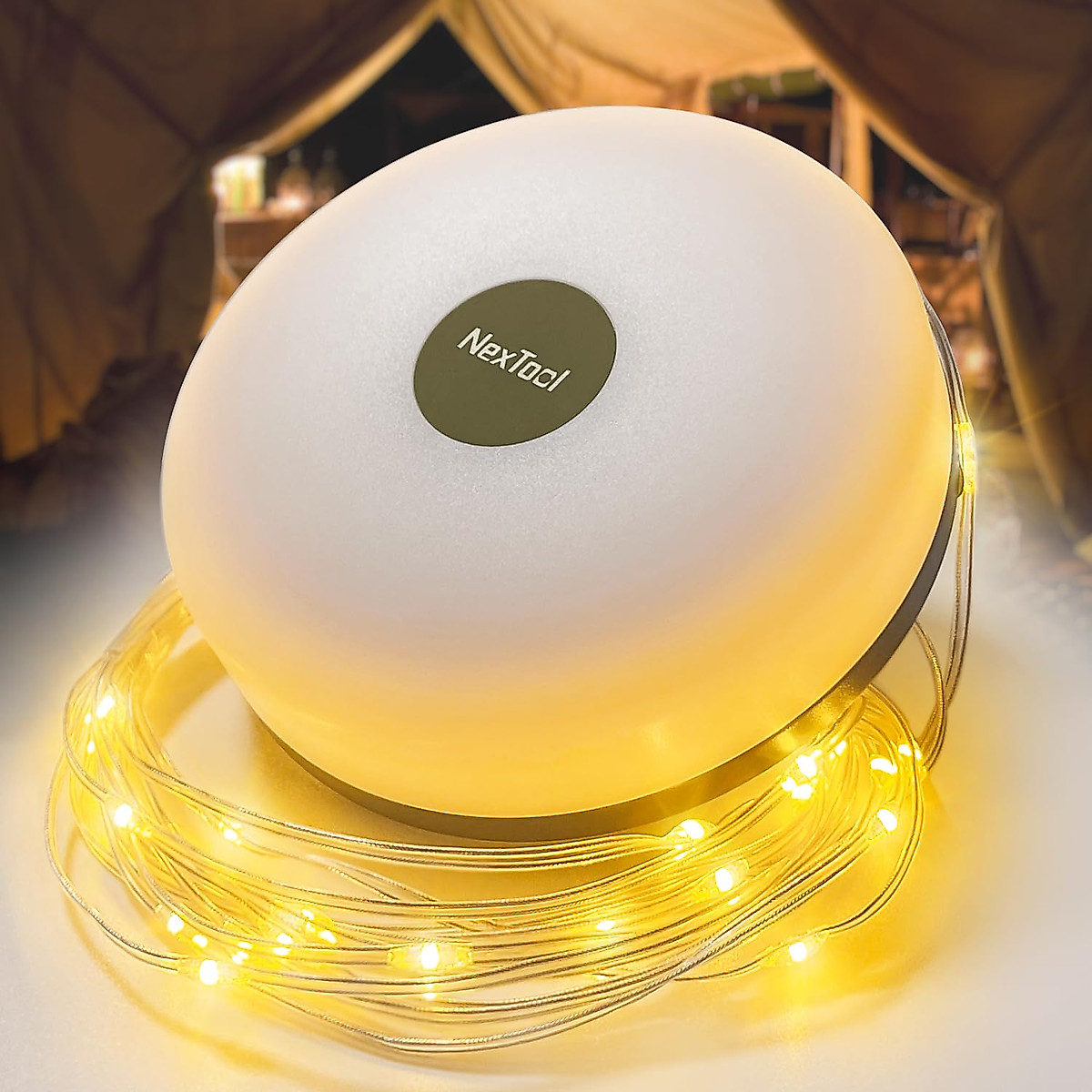 Hiromeco Camping Lights String, Outdoor String Lights with 5 Lighting Modes, Quick 30s Recovery, Durable and Waterproof, USB Charging - Portable Camping Lights for Camping, Yard, and Hiking (32.8ft)