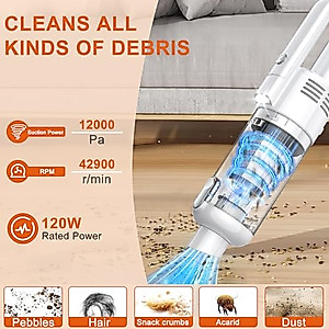 Handheld Car Vacuum Cleaner Cordless, 12000PA Strong Suction Handheld Vacuum Cleaner, Portable Mini Car Hand Held Vacuum Cleaner Rechargeable for Home